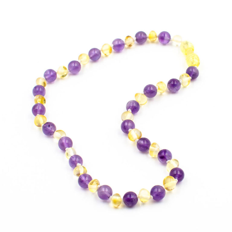 Collier Ambre Bébé Améthyste et Agate Blanche - 123Ambre
